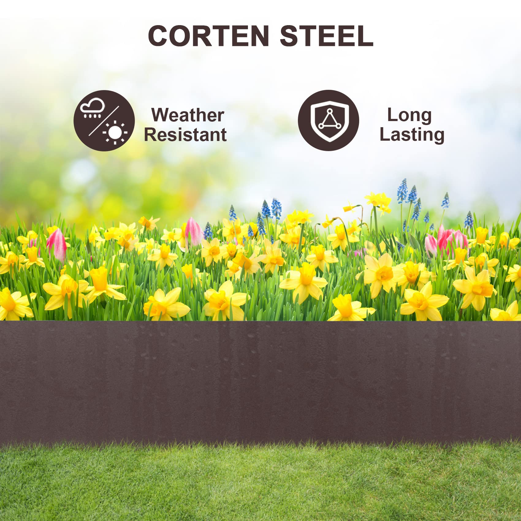 TMEE Landscape Edging Garden Lawn Edging Border 40 inch Strips, 7 inch Depth Hammer in Metal Edging for Landscaping, Backyard/Lawn/Garden/Playground, 5 Pack