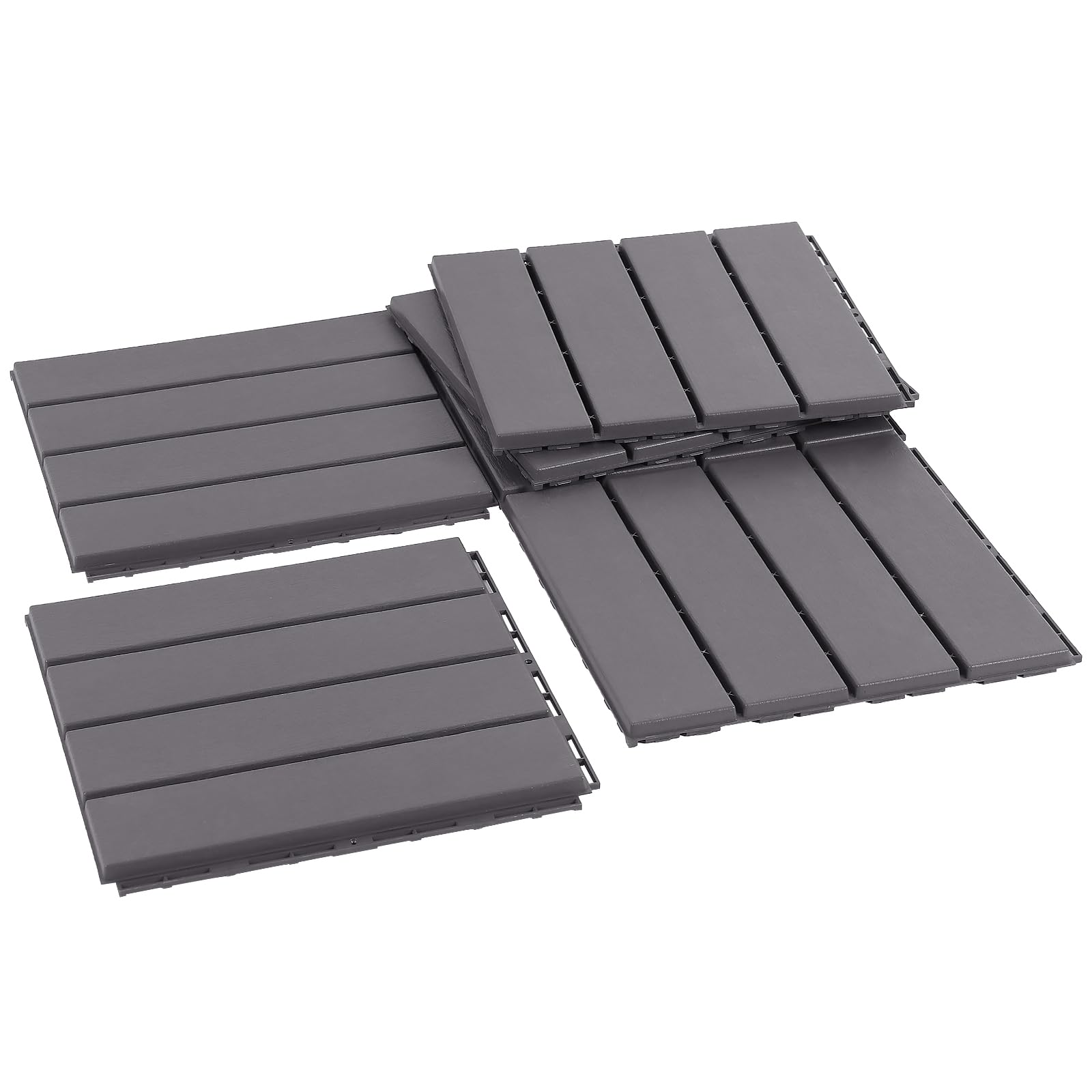 Interlocking Deck Tiles, 6 PCS 12" x 12" Patio Tiles Waterproof Plastic Outdoor Flooring Covering All Weather for Walkway Front Porch Poolside Balcony Backyard