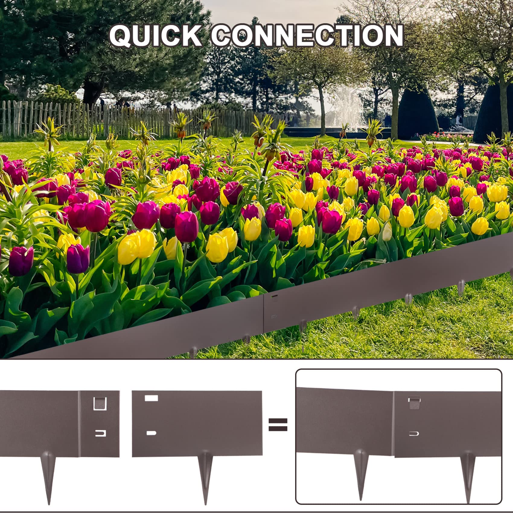 TMEE Landscape Edging Garden Lawn Edging Border 40 inch Strips, 7 inch Depth Hammer in Metal Edging for Landscaping, Backyard/Lawn/Garden/Playground, 5 Pack
