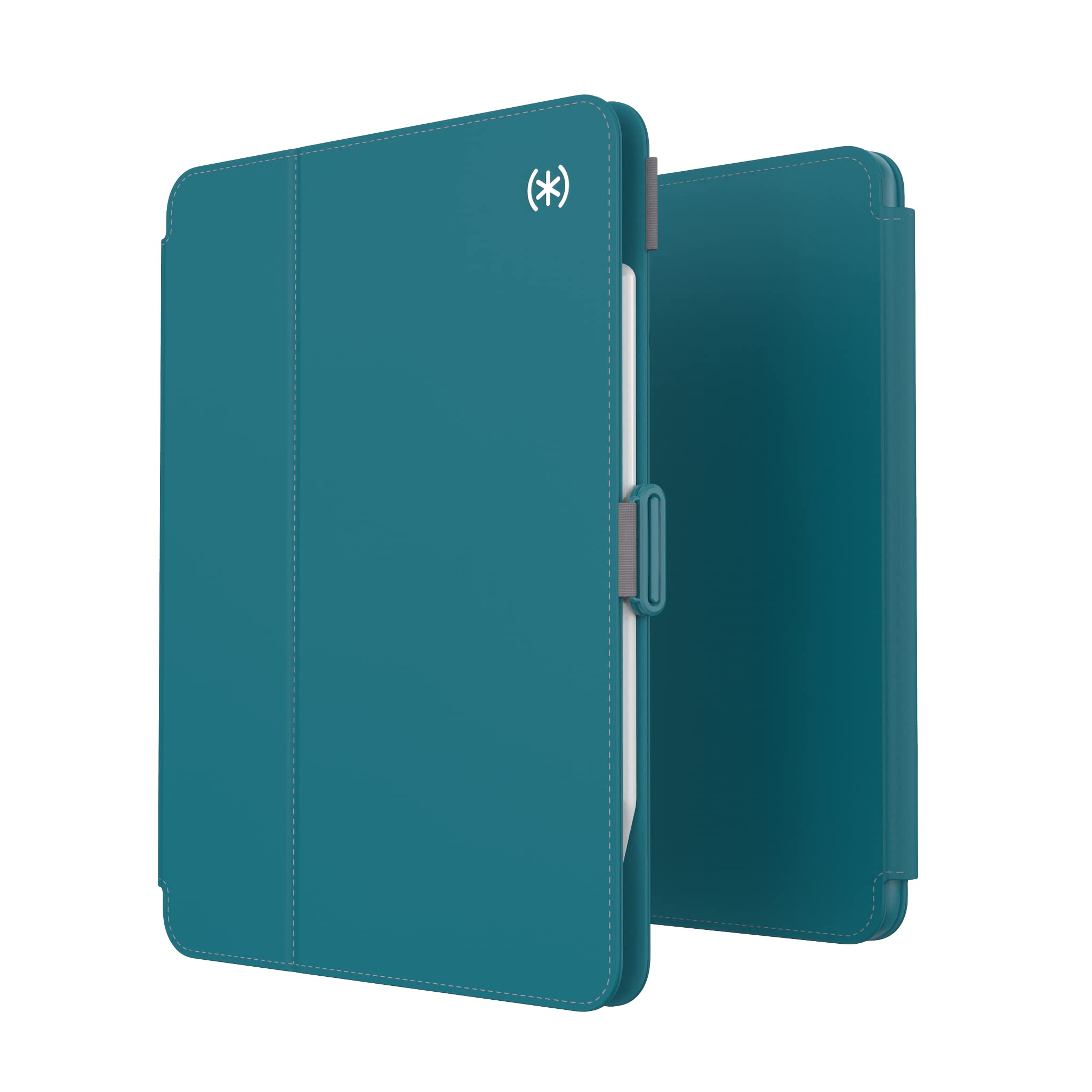 Speck Case for iPad Pro 4th Generation 11 Inch - Drop & Camera Protection, Slim Multi Range Stand, Apple Pencil Holder - Deep Sea Teal/Cloudy Grey/White