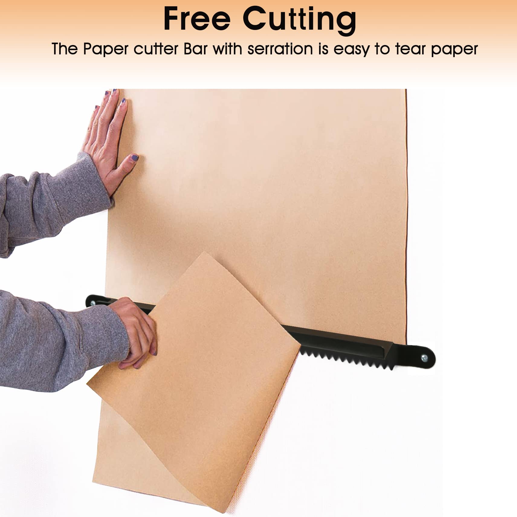 Fitous 18" Kraft Paper Dispenser Wall Mount，Butcher Paper Dispenser，Paper Roll Cutter to Do Lists,Ideal for Home,Office Wall Paper Holder with Serrated Edge Cut Bar-Black