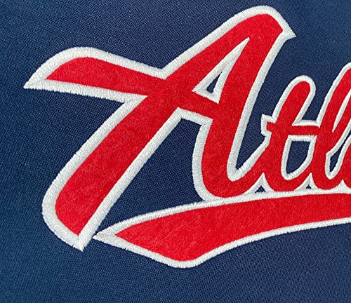 DELUSPTOMAY Mens Atlanta Baseball Team Big Embroidery Hooded Sweatshirt Pullover Casual Hoodie - Navy XL