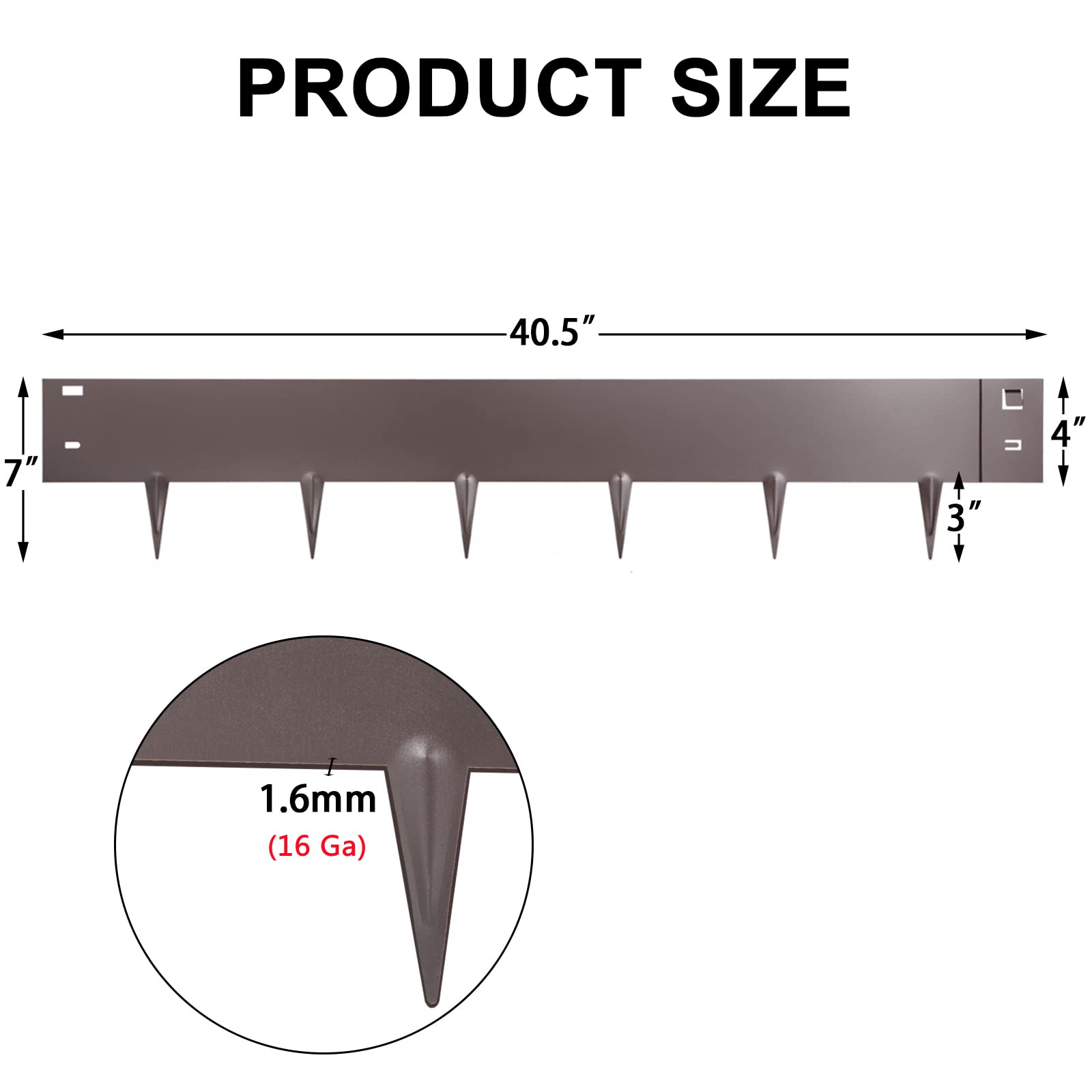 TMEE Landscape Edging Garden Lawn Edging Border 40 inch Strips, 7 inch Depth Hammer in Metal Edging for Landscaping, Backyard/Lawn/Garden/Playground, 5 Pack
