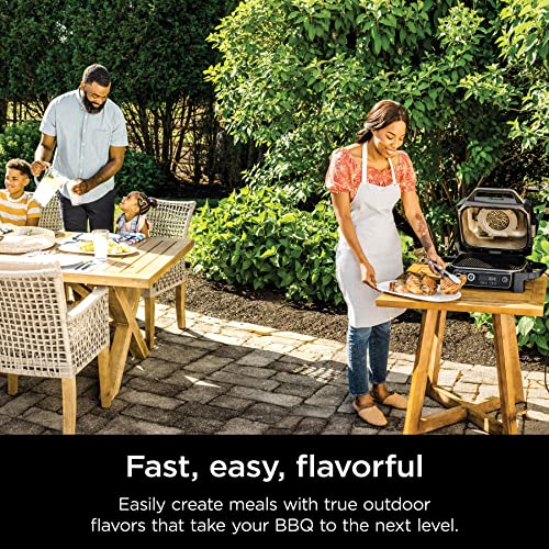 Ninja OG701 Woodfire Outdoor Grill, 7-in-1 Master Grill, BBQ Smoker, & Outdoor Air Fryer plus Bake, Roast, Dehydrate, & Broil, Woodfire Technology, with Robust Pellets