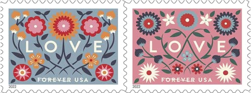 2022 Love US Postal Forever First-Class Self-Adhesive Postage Stamps Holiday, Weddings, Celebrations, Valentine's Day (5 Sheets of 20 Stamps) 100 Stamps in Total