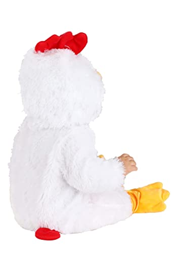 Infant Fluffy Chicken Halloween Costume | Baby Romper and Leggings with Attached Booties | Baby Chicken Outfit for Dress-Up 12/18 Months White