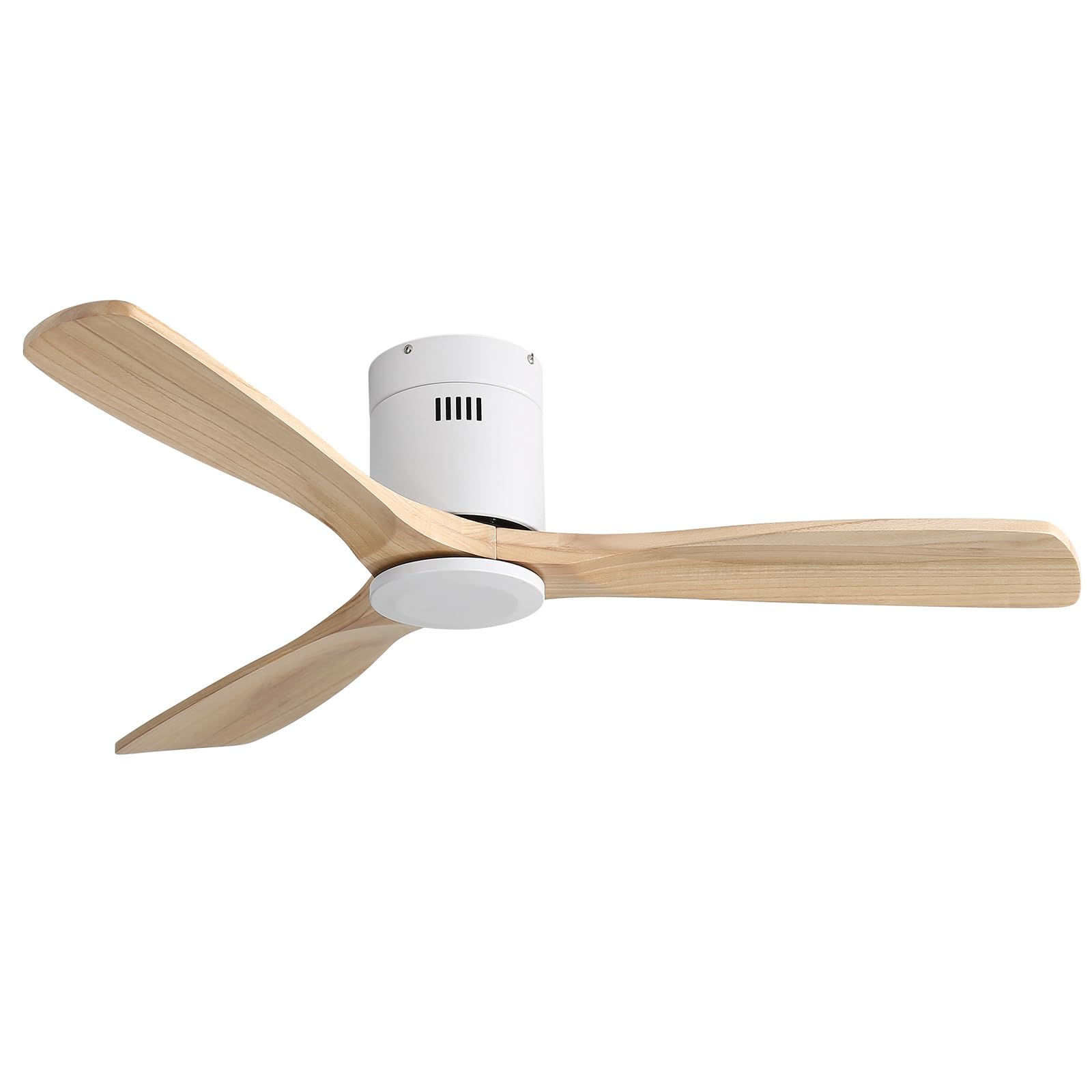 Sofucor 52 Inch Ceiling Fan Without Lights Flush Mount Ceiling Fan with Remote Control, Wood Blades Modern Outdoor Ceiling Fan No Light for Bedroom/Farmhouse/Patio/Indoor