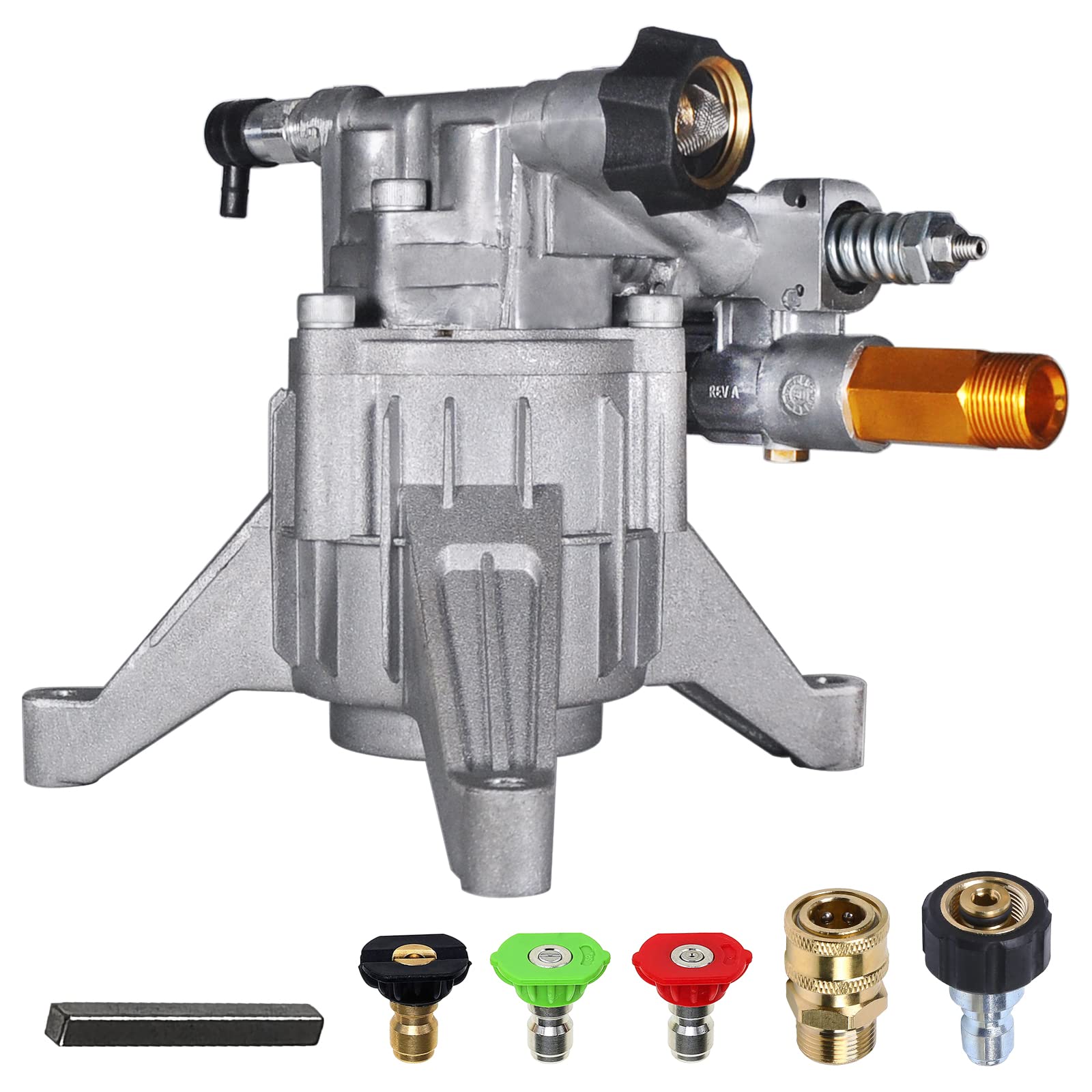 TOOLCY 7/8" Shaft Vertical Pressure Washer Pump - Max 3200 PSI @ 2.5 GPM OEM & Power Washer Pump for Gas Washer - Pre-Filling Gear Oil - More Replacement for Simpson, Ryobi, Honda etc