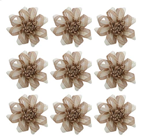 9 Pcs 3.15 Inch Vintage Jute Burlap Flowers Handmade Burlap Rose Flowers Jute Twine Burlap Flowers Rustic Lace Rose for DIY Handmade Floral Crafts Making Home Wedding Party Decoration