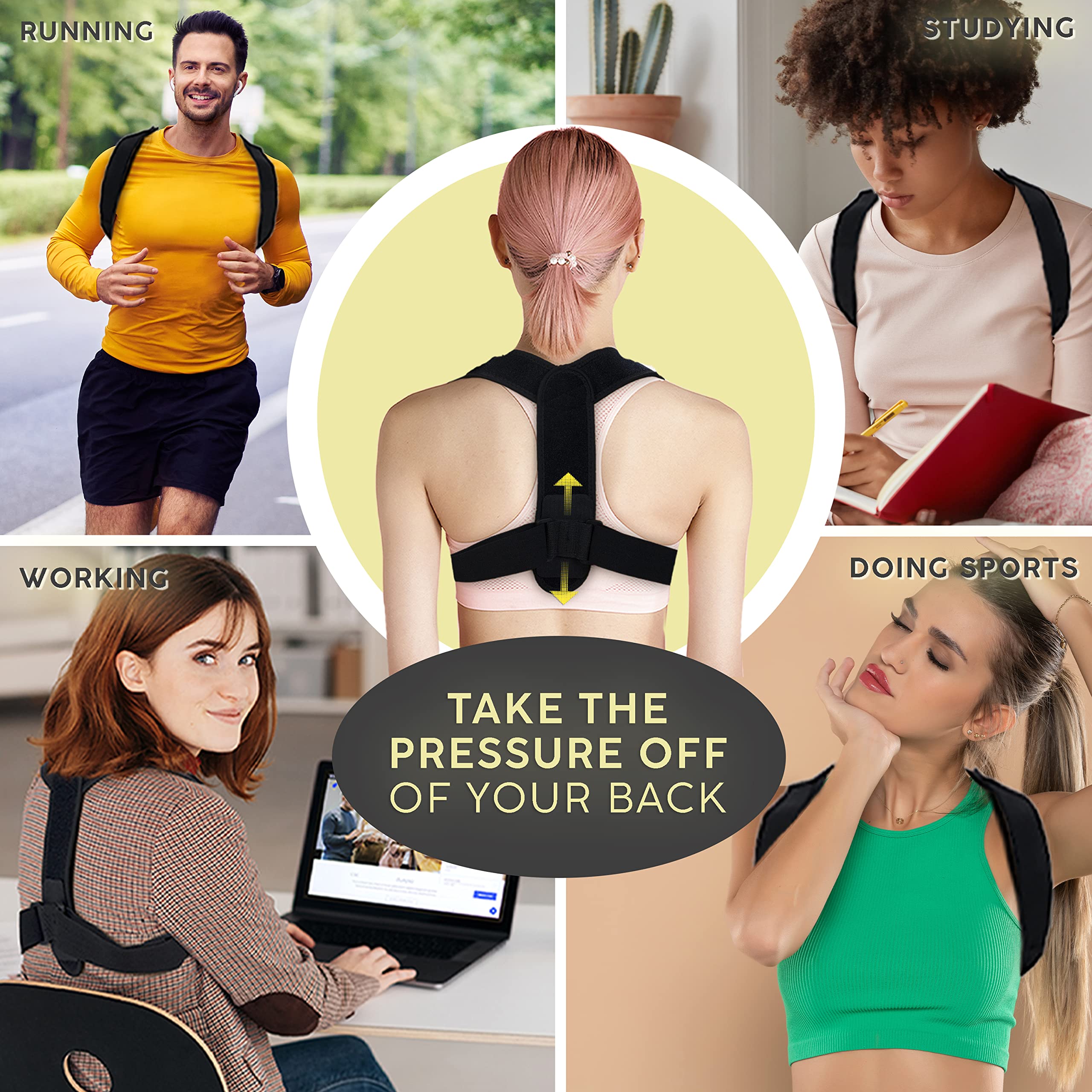 Neck Stretcher & Posture Corrector for Women and Men, FSA HSA Eligible, Cervical Traction for Spine Alignment, Adjustable Upper Back Brace & Elastic Support for Shoulder Back Pain Relief (Dark Blue)