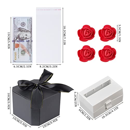 Money Pull Out Gift Box Luxury Flower Box wt Cash Box Insert Unique Gift for Wife Girlfriend Mother Friend Surprise Box for Birthday Thanksgiving Christmas Pranks for Adults