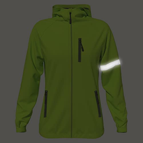 Wulibike Cycling Jackets for Womens Running Jacket Winter Thermal Reflective Hoodie Windproof Coat With 6 Pockets