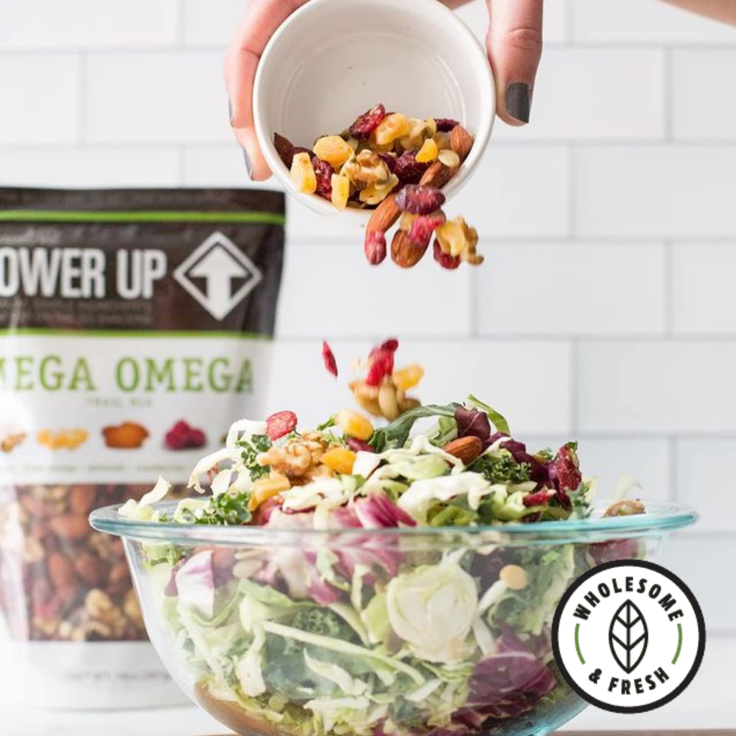 Power Up Mega Omega Trail Mix By Gourmet Nut -100% Natural Keto & Paleo Friendly Non GMO Vegan Gluten Free Certified Kosher - Shareable Dried Fruit & Mixed Nuts Protein Snacks, 8oz Bags (Pack of 4)