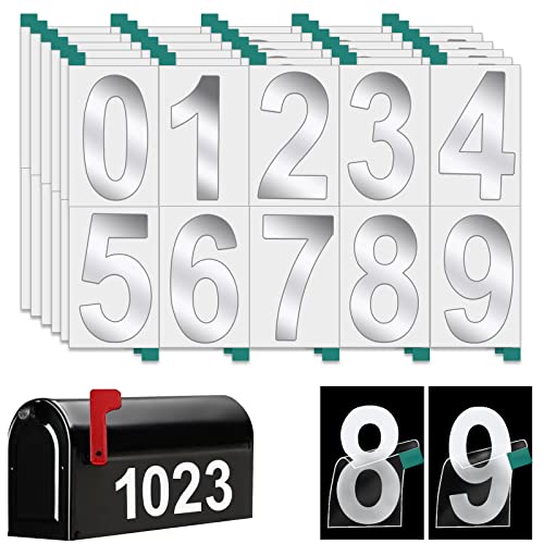 Reflective Mailbox Numbers for outside (0-9, 6 Sets) Modern Number Vinyl Waterproof Number Sticker Self Adhesive Sticker for Signs, Door, Cars, Trucks, Home, Business, Address Number (3 inch)