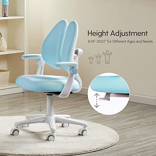 DIOSHOME Upgraded Kids' Desk Chairs, Height and Depth Adjustable Kids Computer Chair, Cute Children's Study Chair, Blue