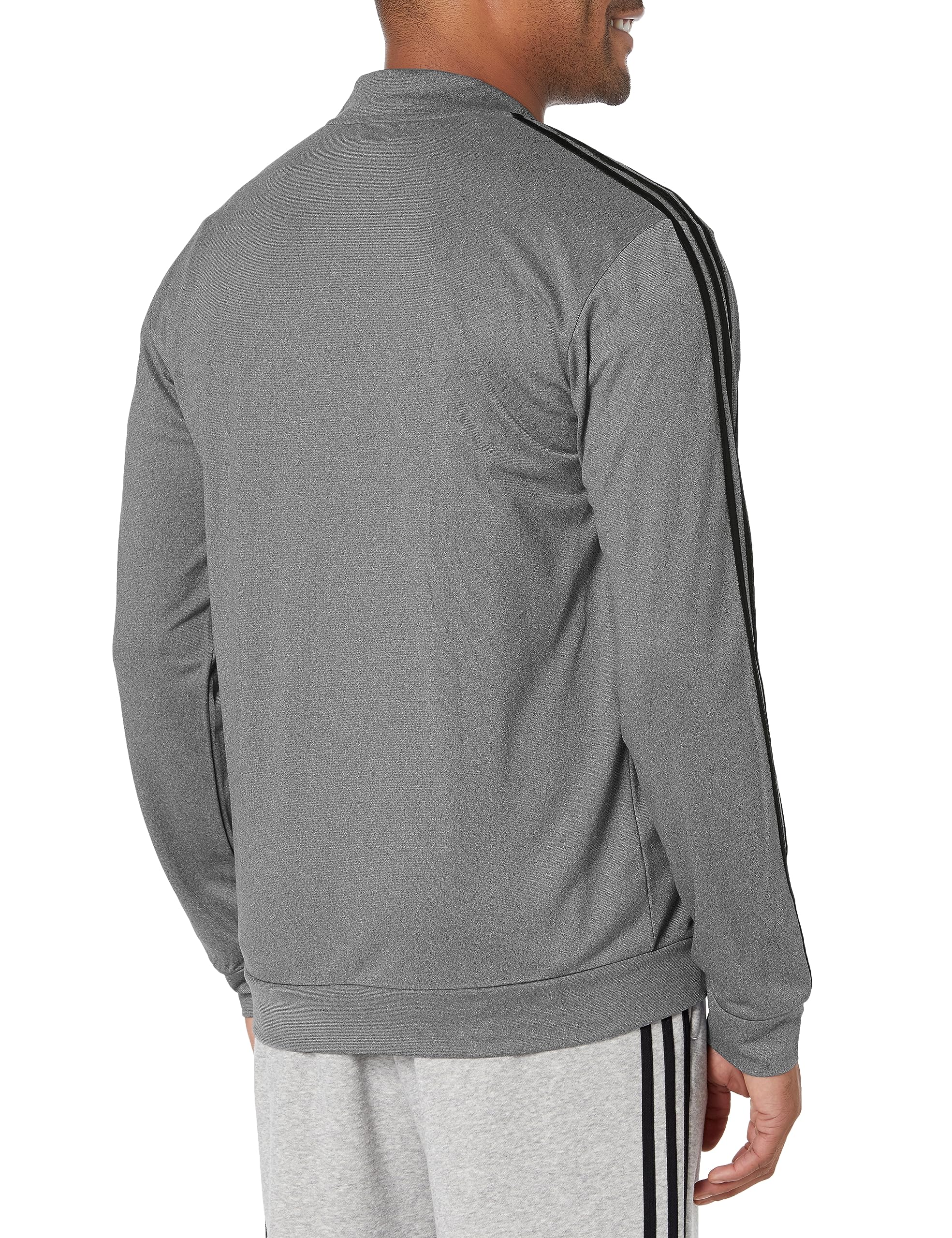 adidas Men's Three Stripe Tricot Full-Zip Jacket, Dark Grey Heather, X-Large