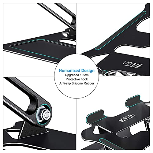 Urmust Laptop Notebook Stand Holder Adjustable Laptop Stand Portable Laptop Riser Compatible with MacBook Air Pro HP Dell XPS Lenovo All Laptops 10-15.6"(Black)