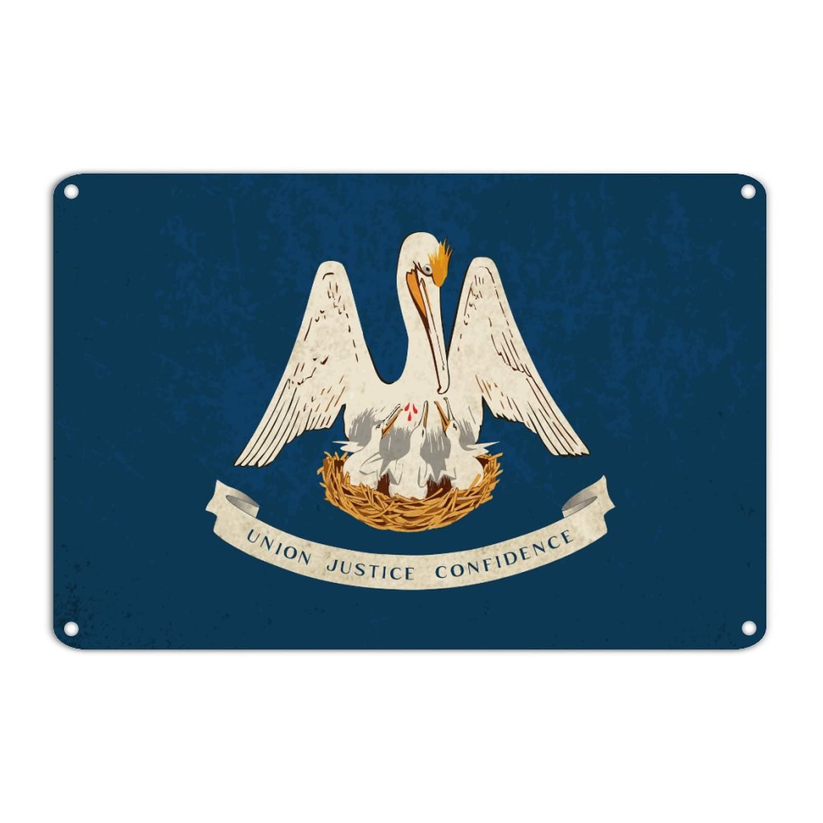 Louisiana Aluminum Metal Sign Louisiana State Flag Metal Sign Home State Country City Souvenir Wall Art Poster Vintage Patriotic Home Decor Garage Yard Signs Indoor & Outdoor Decor 12x18 inch