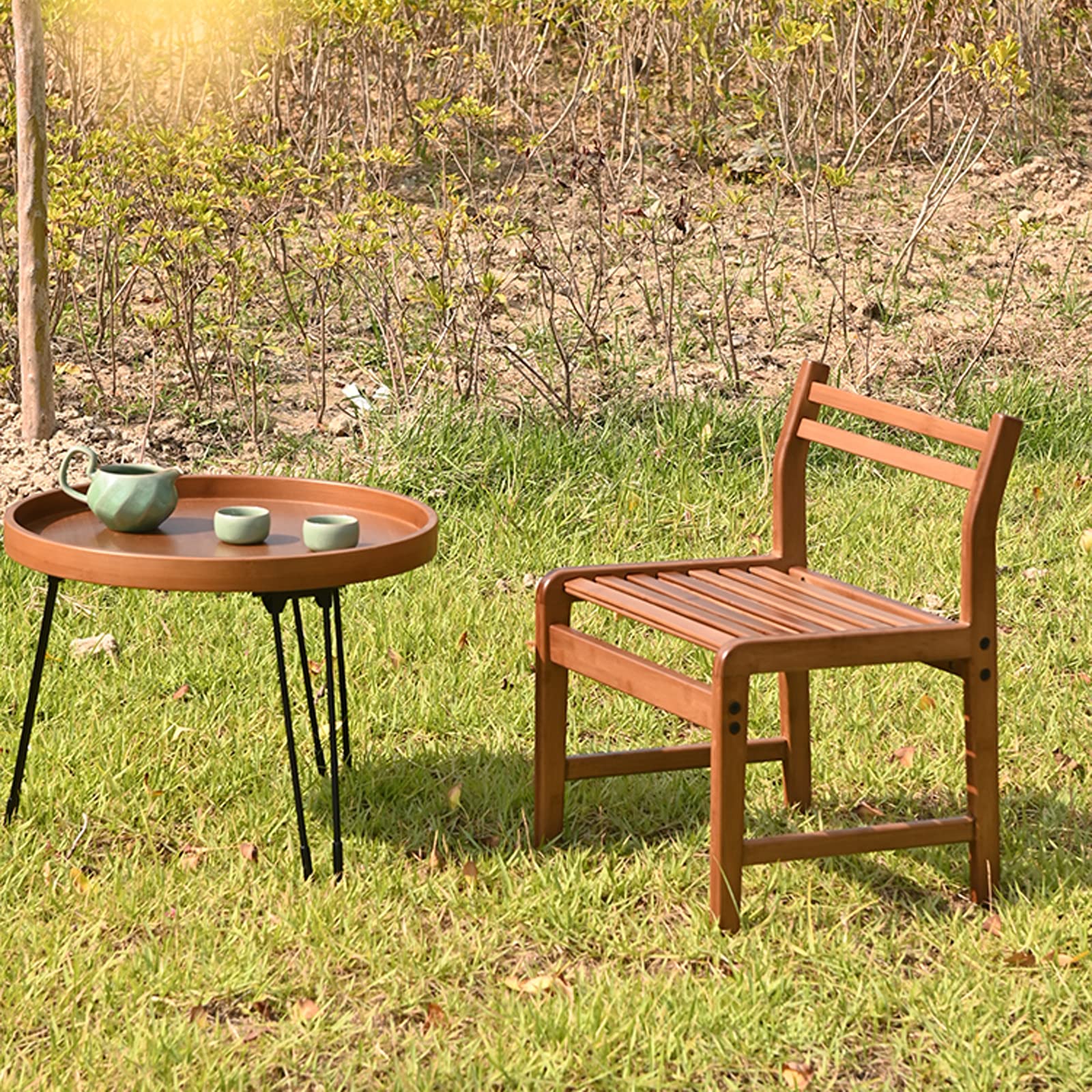 JIKUGO Bamboo Detachable Backrest Soft Chair - Dining Chair with Backrest, Plain Bamboo Seat for Home and Kitchen(Mini)