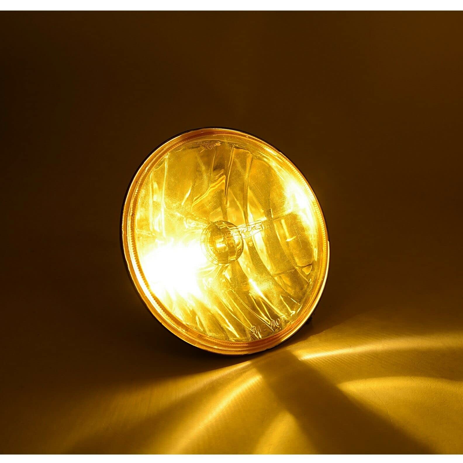 Octane Lighting 7 Inch H6024/6014 Yellow Amber Crystal Glass Headlight H4 Halogen Fog Light Pair
