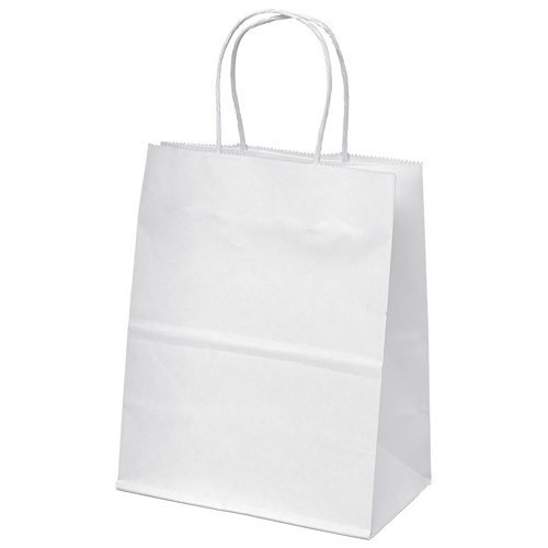8"x4.75"x10" - 100 Pcs White Kraft Paper Bags, Shopping, Merchandise, Party, Gift Bags, Flexicore Packaging®