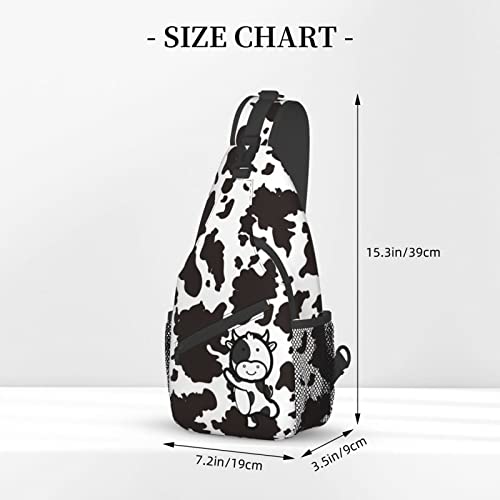 zcvojmu Sling Backpack,Crossbody Sling Bag Travel Hiking Daypacks Pattern Rope Chest Shoulder Daypack For Men Women(Cow Print)