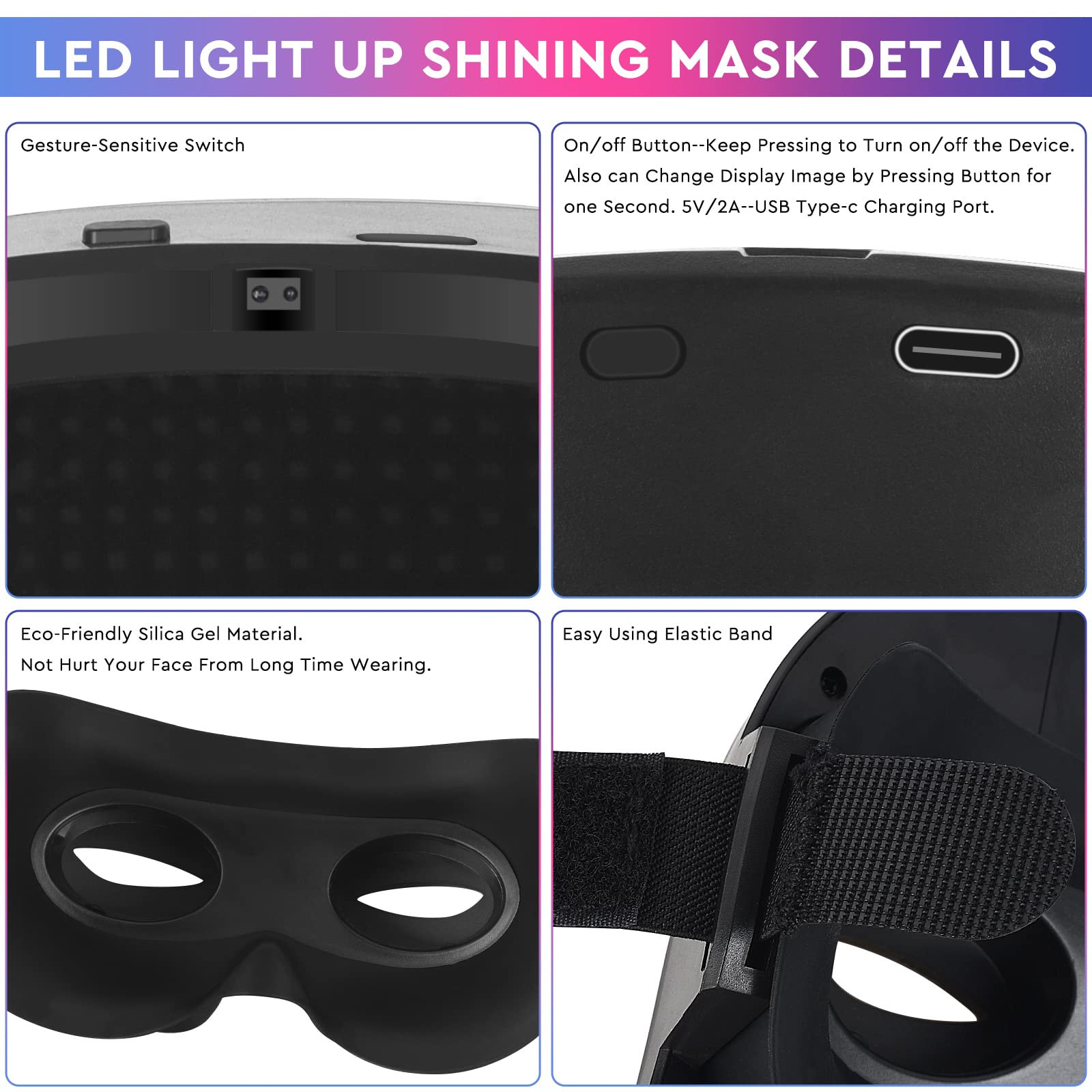 Keria Boywithuke Led Face Changing Mask Shining Mask with Bluetooth Controlled APP for Halloween,Christimas,New Year Party Gift