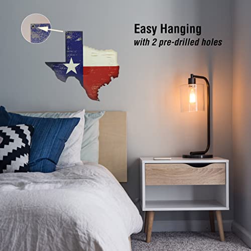 Tegik Texas Decor, Texas Wall Art, Retro State Flag Map Metal Sign for Porch Garage Men’s Room Decoration 16.5 Inch