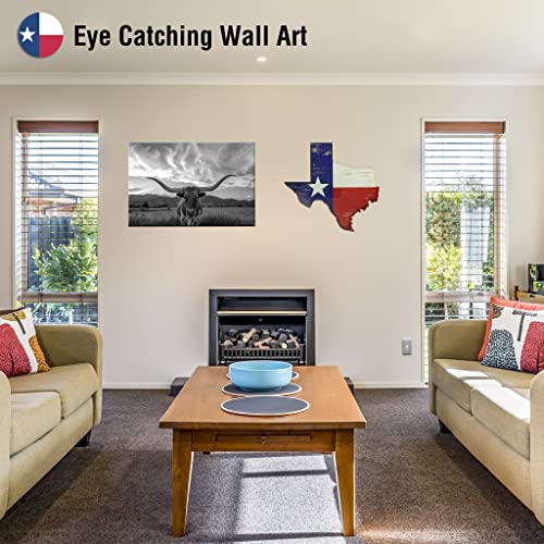 Tegik Texas Decor, Texas Wall Art, Retro State Flag Map Metal Sign for Porch Garage Men’s Room Decoration 16.5 Inch