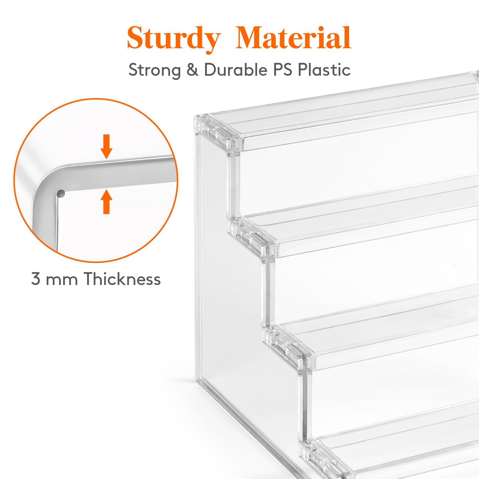 Lifewit 4 Tier Clear Display Risers Stand, Plastic Organizers for Figures, Cupcake, Perfume, Dessert, Desktop Display Stand for Organize and Decoration