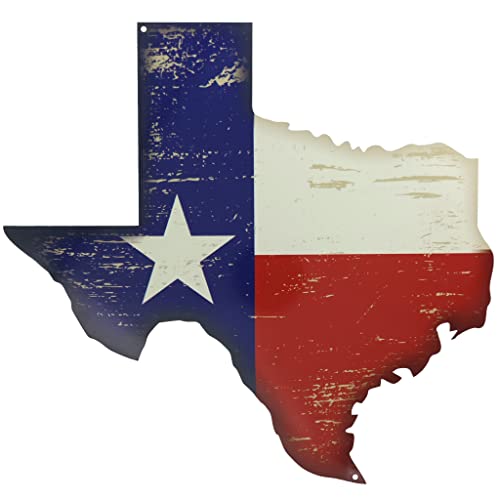 Tegik Texas Decor, Texas Wall Art, Retro State Flag Map Metal Sign for Porch Garage Men’s Room Decoration 16.5 Inch