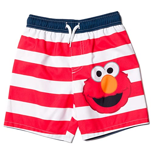 Sesame Street Elmo Infant Baby Boys Rash Guard and Swim Trunks Outfit Set Red 12 Months