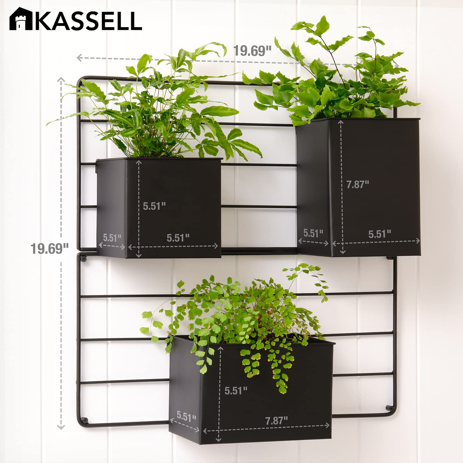 KASSELL Vertical Garden Wall Planter. Wall Mounted for Indoor Outdoor. All Metal Black Vertical Planter with No Assembly Required. Wall Planter for Indoor Plants Flowers, Herbs, Succulents and Plants