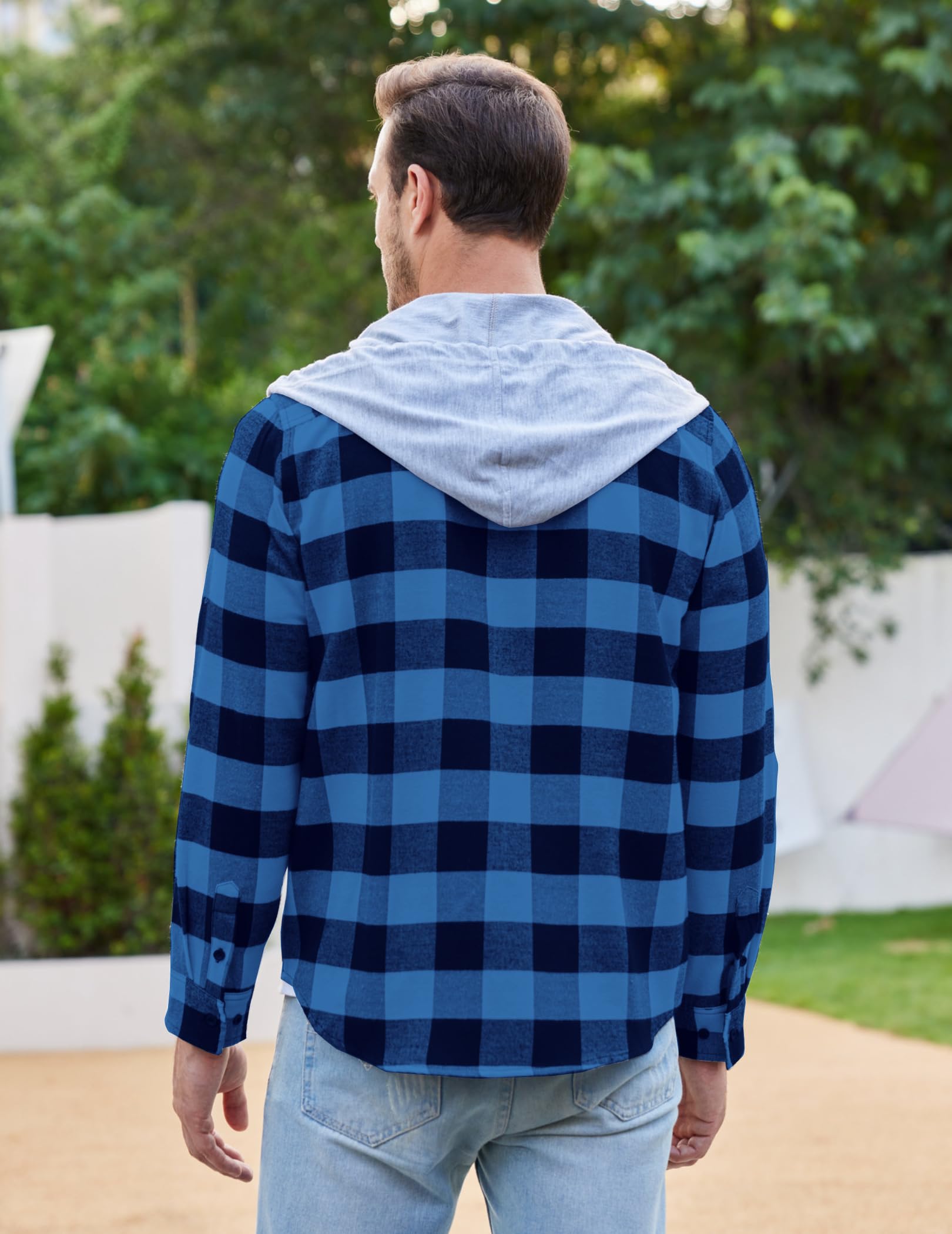 COOFANDY Men's Flannel Plaid Hoodie Shirt Jacket Button Down Slim Fit Buffalo Shirts
