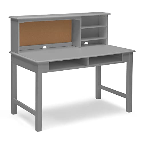 Delta Children Kids Wood Desk with Hutch and Chair - includes Cork Bulletin Board, Cubbies and Cutouts for Cords & Wires - Childrens Study/Computer/Writing Workstation (for Ages 5-12), Grey