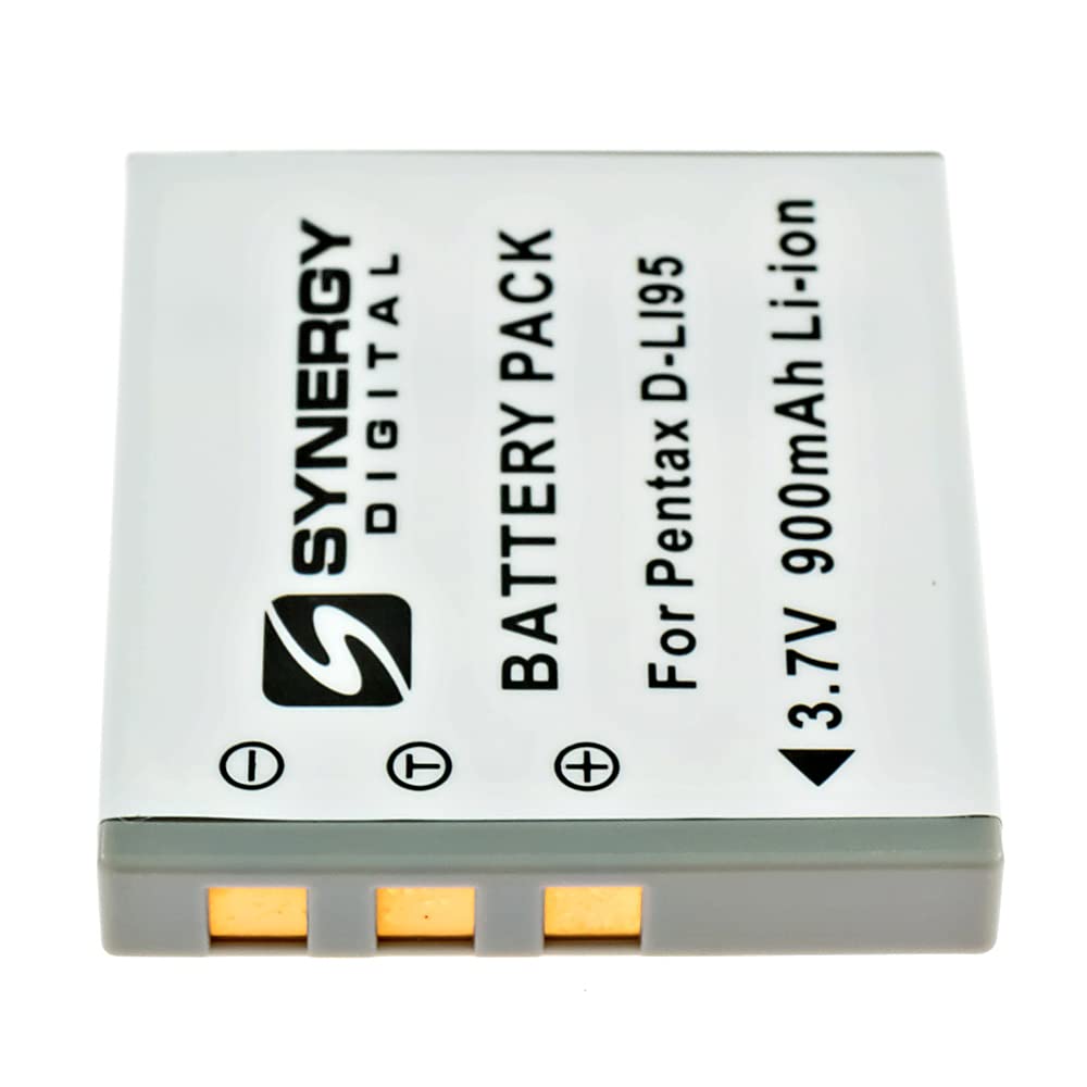Synergy Digital Digital Camera Batteries, Compatible with Pentax DL-I95 Digital Camera Batteries (li-ion, 3.7V, 900 mAh), Set of 2