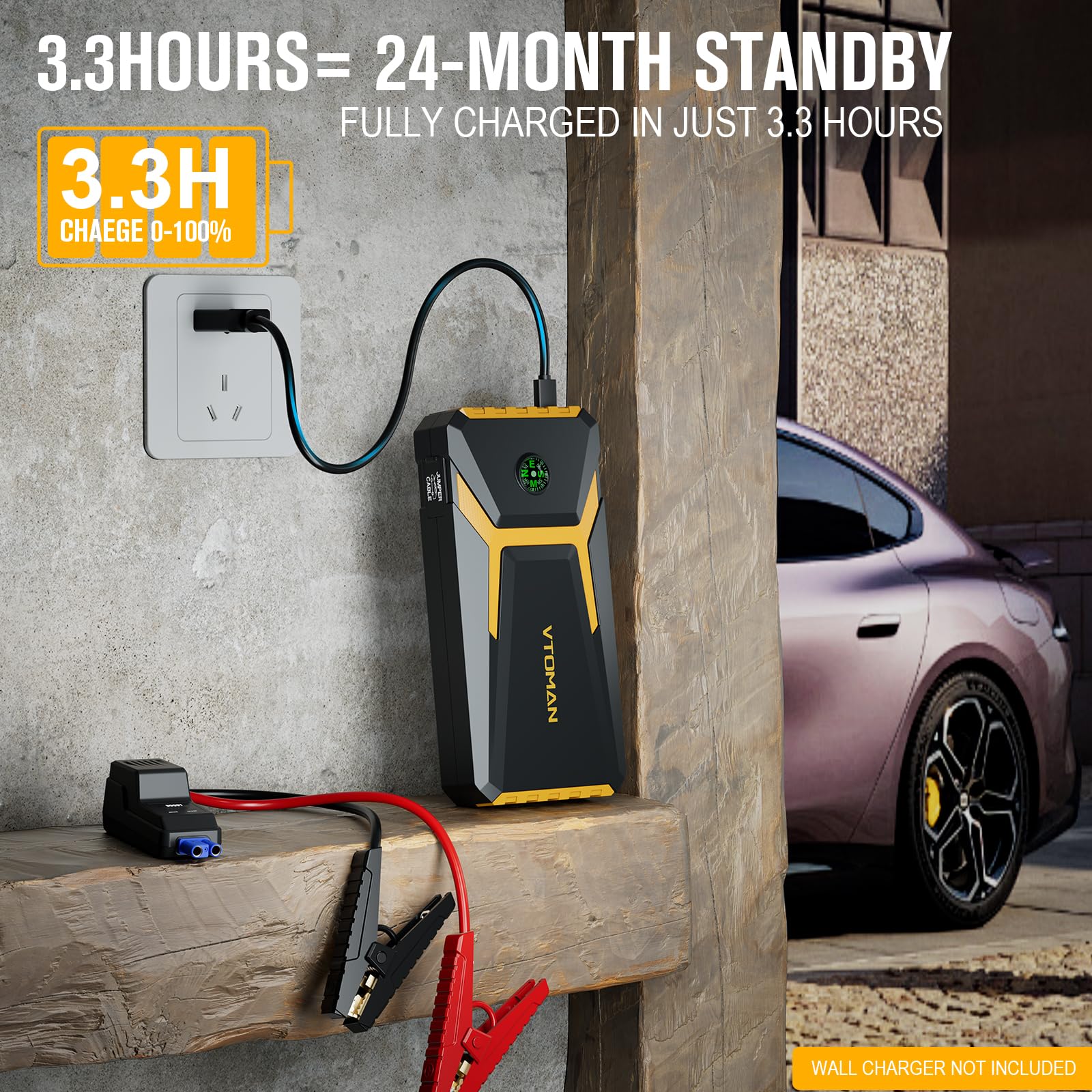 VTOMAN V6 Pro 2000A Jump Starter, Car Battery Jumper Starter Portable for 7L Gas/5L Diesel Engines, Jump Box,12V Auto Jump Start Battery Pack, Lithium Booster Pack, Portable Charger and Jumper Cables