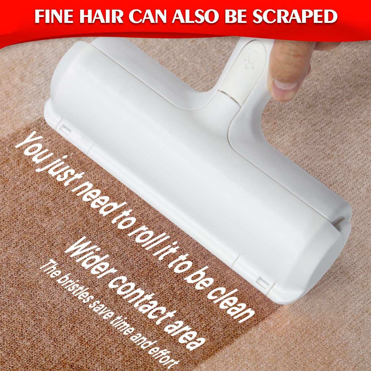 WOOTONG Pet Hair Remover Roller - Efficient Animal Hair Removal Tool for Cat & Dog Hair, Self-Cleaning Base, Red Color, Plastic, Manual, 1 Count (Reda)