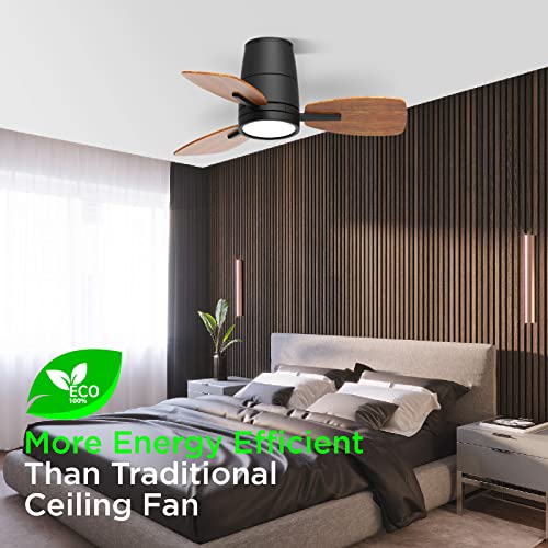 TALOYA Small Ceiling Fan with Lights and Remote Control 30 inch Multifunctional Quiet Fan with Three Color Temperature Light and Reversible Blades