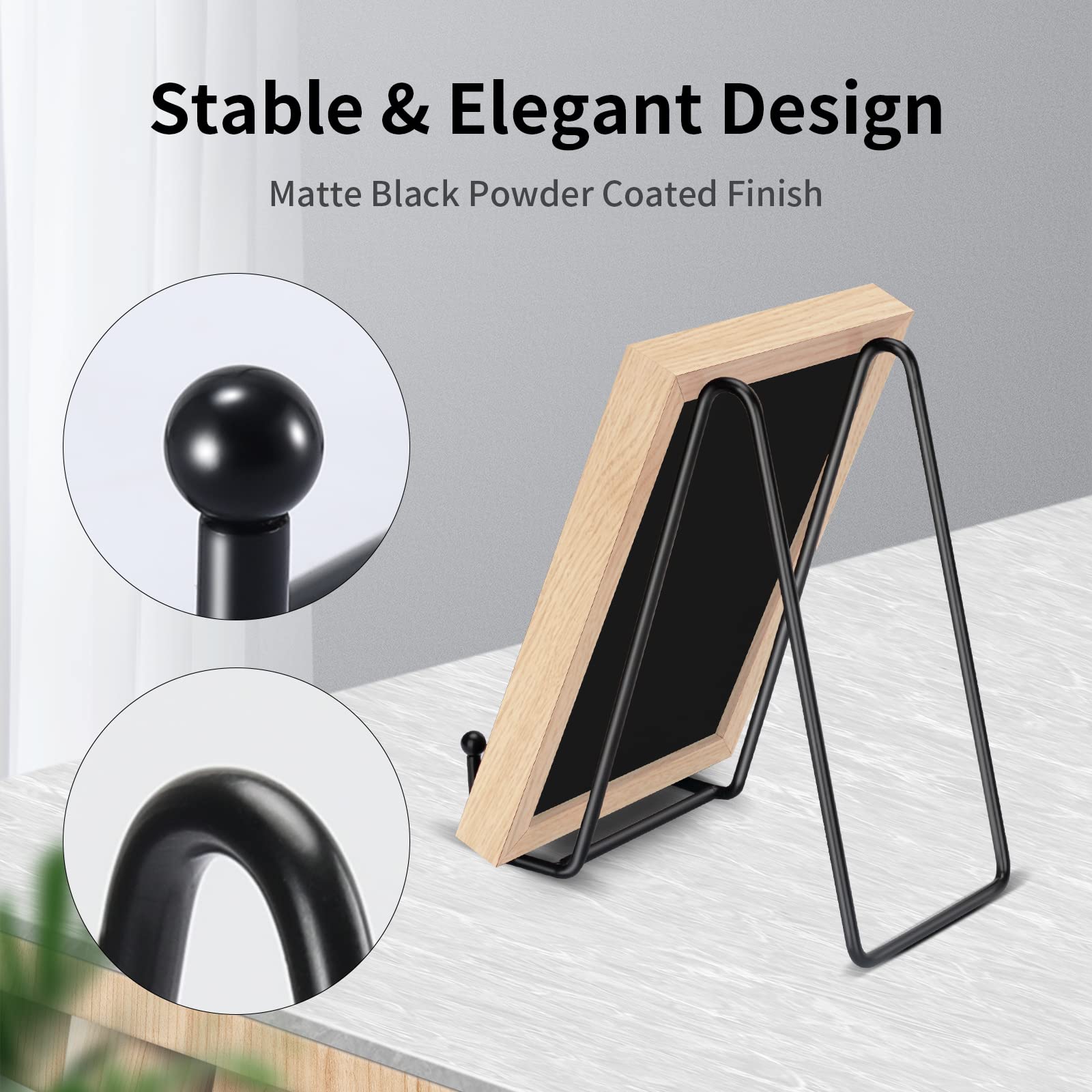 Kruodop 3 Pack 6 Inch Plate Stands for Display, Plate Holder Display Stand, Picture Frame Stand Black Metal Frame Holder Stands for Book,Small Easel,Decorative Plate,Photo and Platter,Tabletop Art
