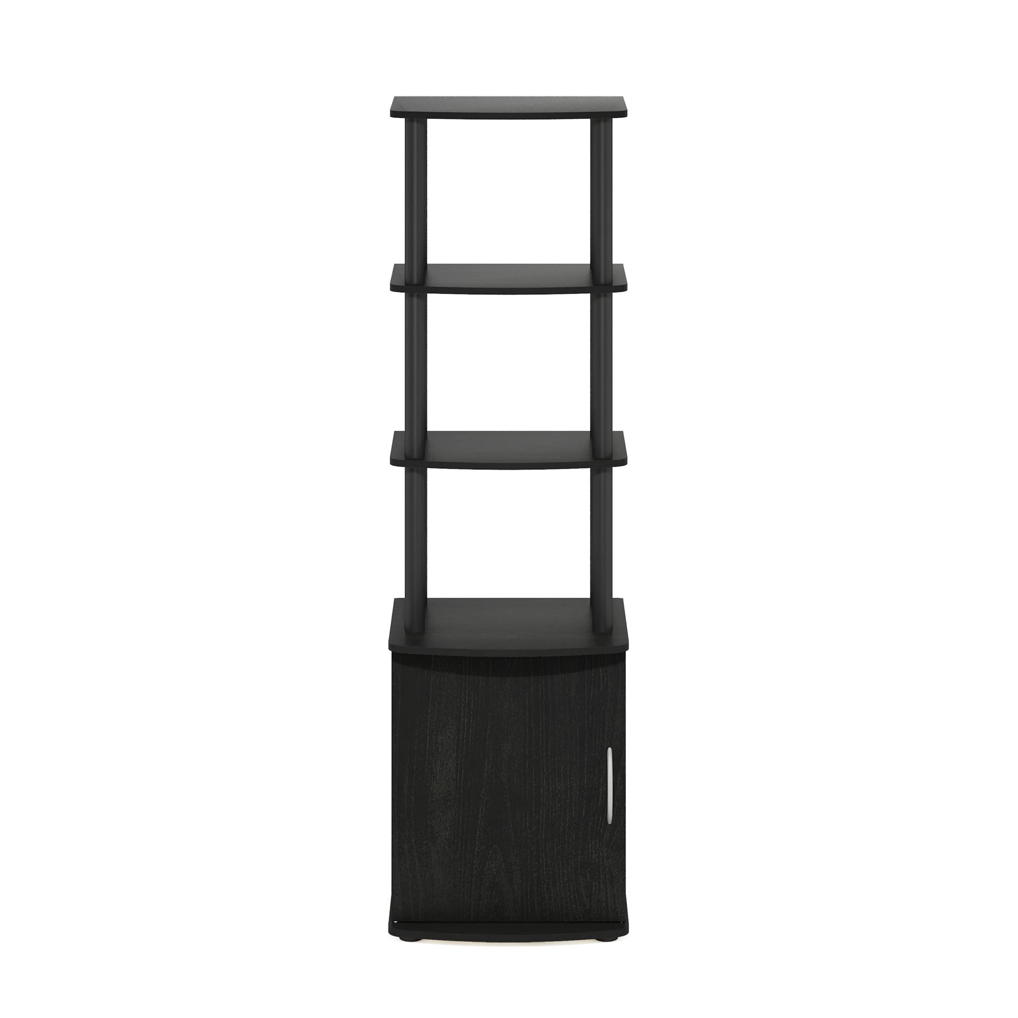 Furinno Turn-N-Tube Tall TV Entertainment Side Table Display Rack with Storage Cabinet, 3-Tier, Blackwood/Black