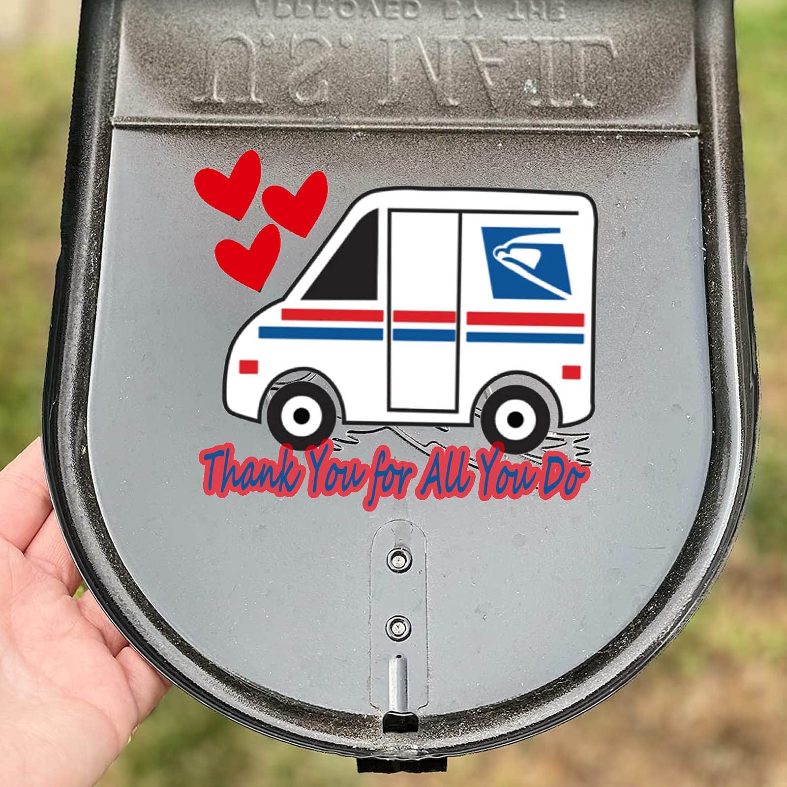 3 PCS Thank You Mailbox Decal, Waterproof Vinyl Sticker with Love and Support for USPS Mail Carrier Mail Truck Sticker (5inch)