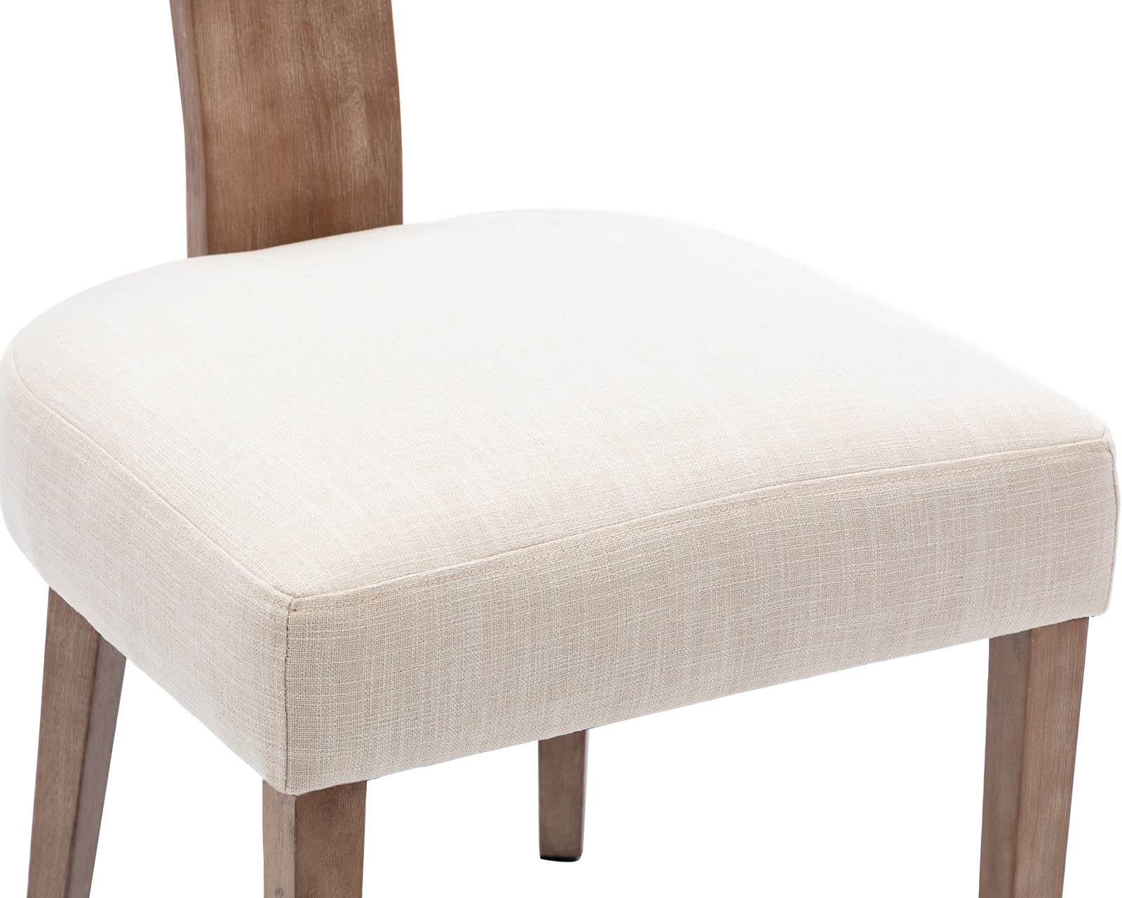 CIMOTA Upholstered Dining Chairs, Kitchen and Dining Room Chairs, Mid Century Modern Linen Farmhouse Armless Side Chair with Wood Frame and Curved Backrest (Set of 4, Linen-Beige)