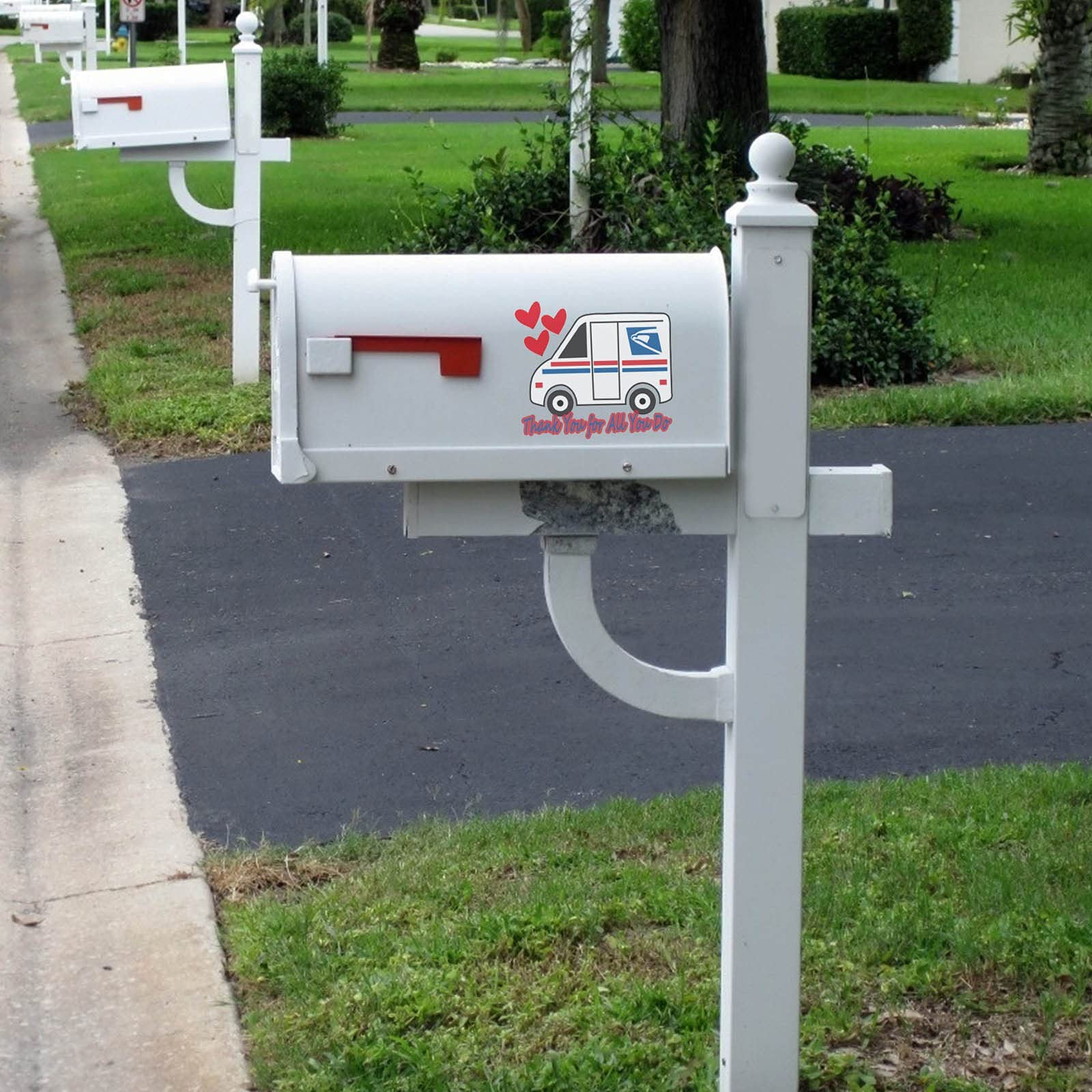 3 PCS Thank You Mailbox Decal, Waterproof Vinyl Sticker with Love and Support for USPS Mail Carrier Mail Truck Sticker (5inch)