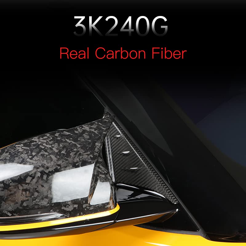 JSWAN Carbon Fiber A Pillar Rearview Mirror Panel Trim Cover for GR Supra A90 2019-2023 Side Window A-Pillar Triangle Cover (Bright Black)