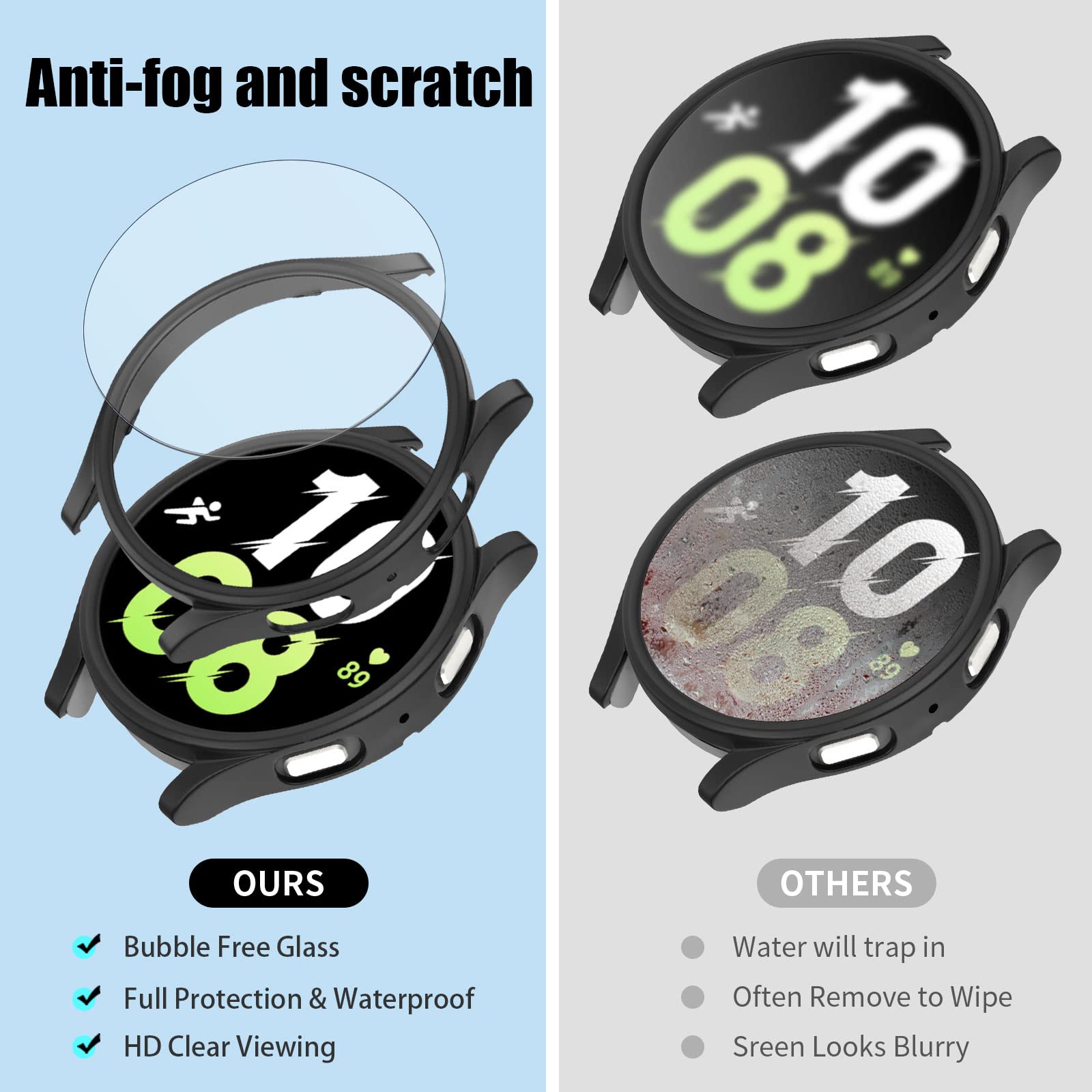 Rc-Z Screen Protector Case for Samsung Galaxy Watch 5/Galaxy Watch 4 40mm, [4+4Pack] Bumper & Face Cover Replacement for Galaxy Watch 5/Galaxy Watch 4 40mm Accessories