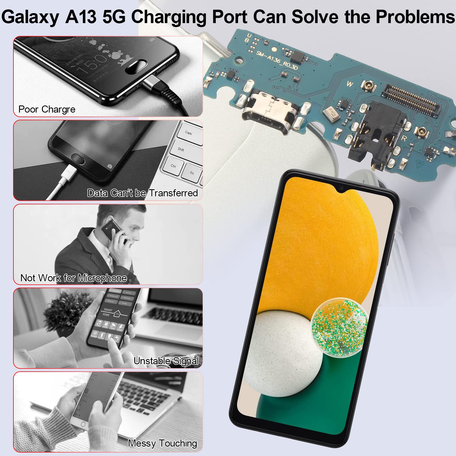 Dock Connector for Samsung Galaxy A13 5G A136U Charging Port USB Charger Board Flex Cable for Galaxy A13 5G A136F Replacement Parts