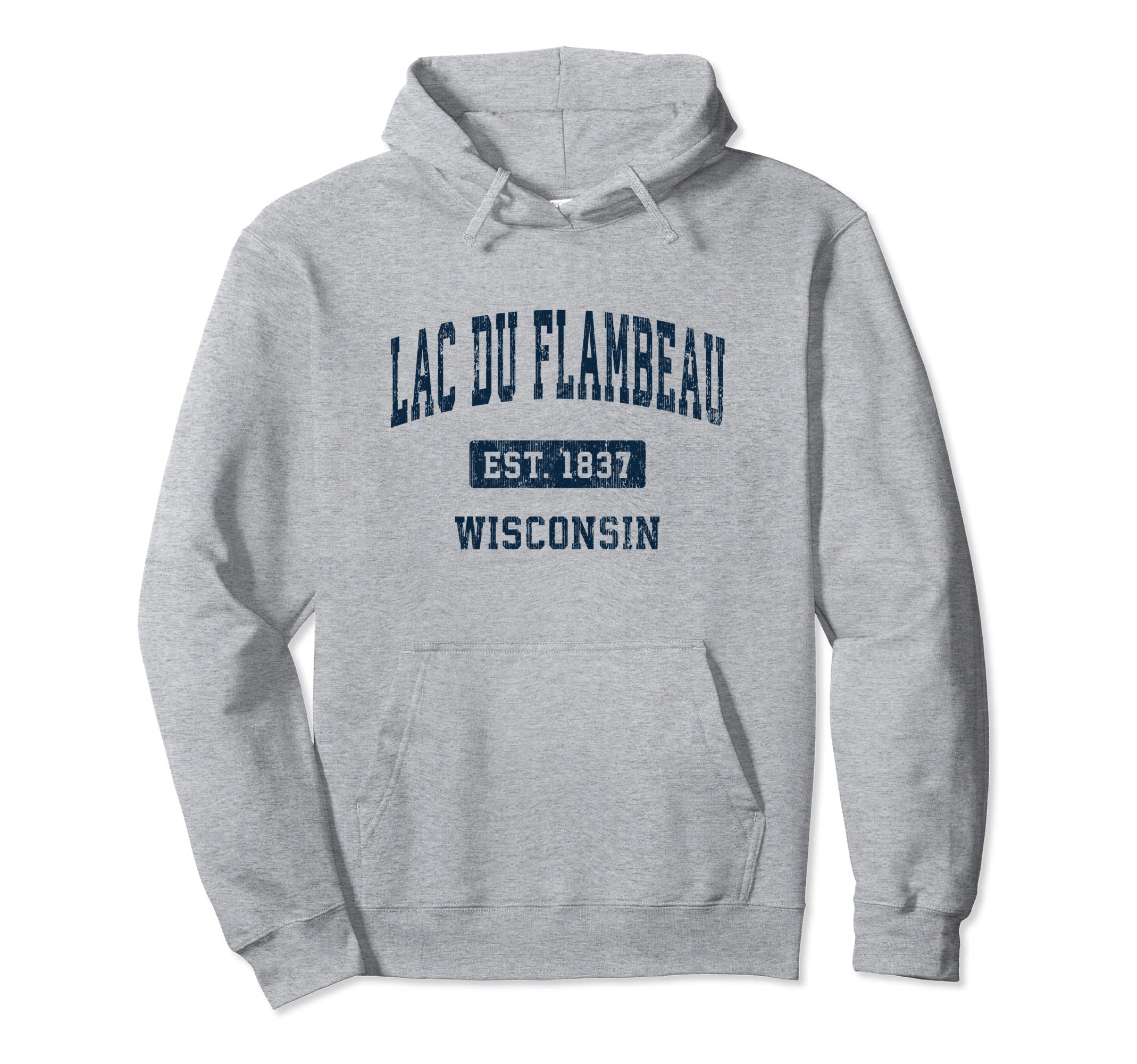 Lac du Flambeau Wisconsin WI Vintage Athletic Sports Design Pullover Hoodie