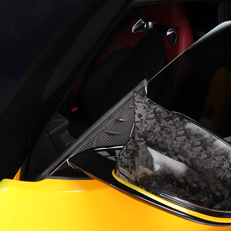 JSWAN Carbon Fiber A Pillar Rearview Mirror Panel Trim Cover for GR Supra A90 2019-2023 Side Window A-Pillar Triangle Cover (Bright Black)