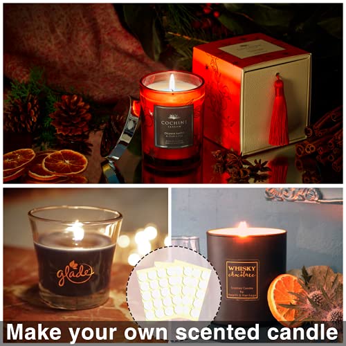 Aubeco 720PCS Candle Wick Stickers, Heat Resistance Double-Sided Stickers with The Little ‘‘Tail’’, Adhere Steady in Hot Wax Stickers for Candle Making